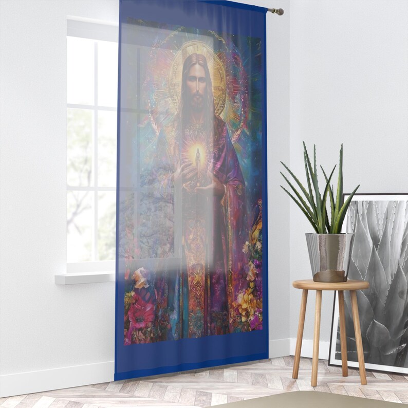 Sacred Heart Jesus Window Curtain | Religious Spiritual Home Decor - Etsy
