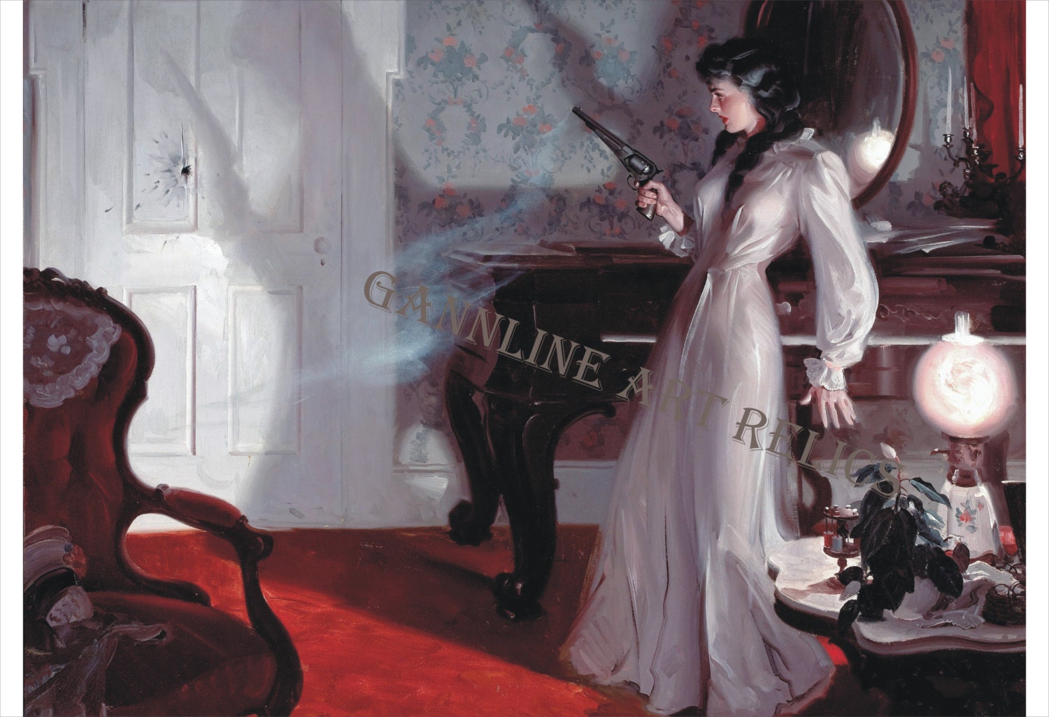 Old West Art Lady Sharp Shooter Protecting Herself 13x19 | Etsy