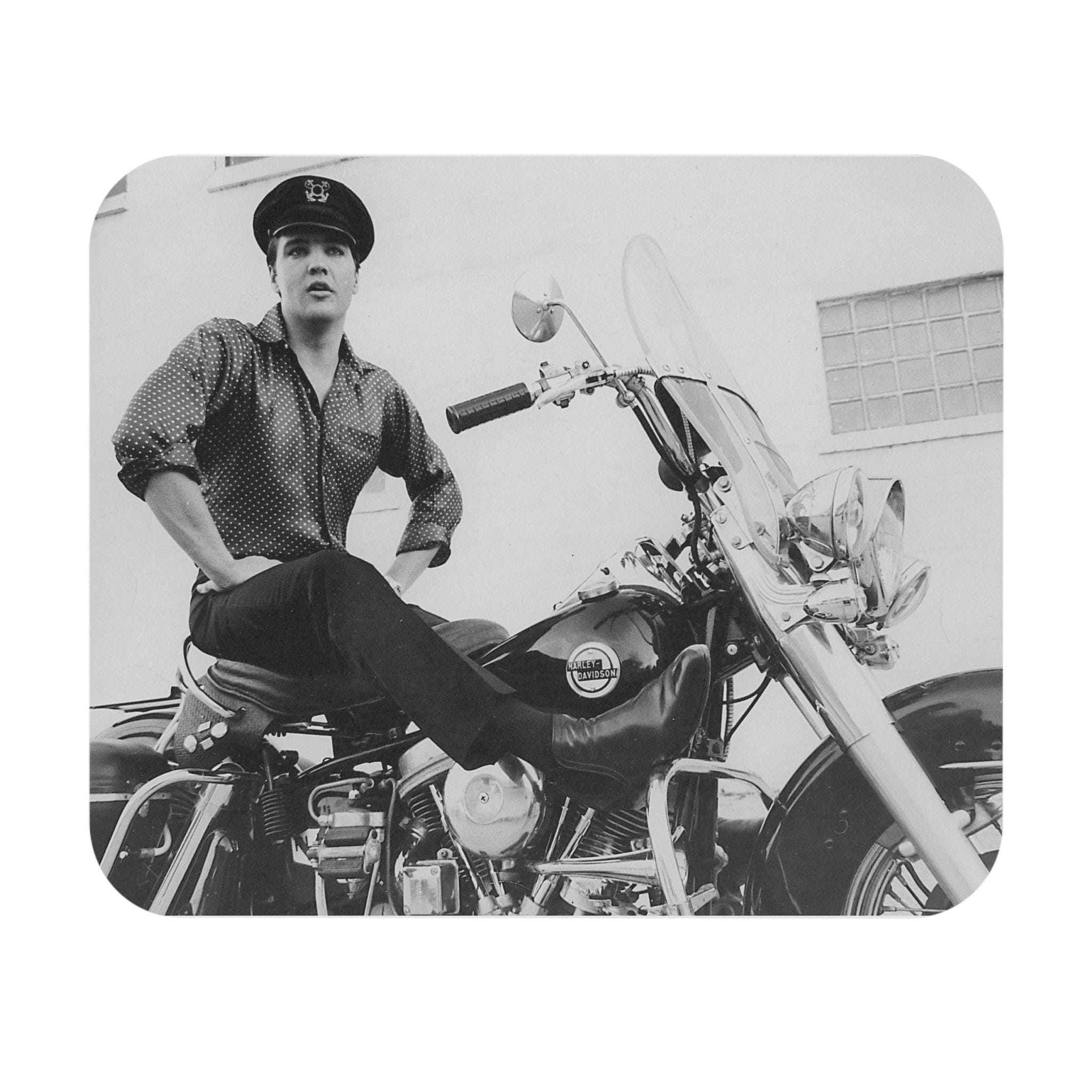 Vintage Elvis on His Harley Mouse Pad, Retro Mouse Pad, Office Decor ...
