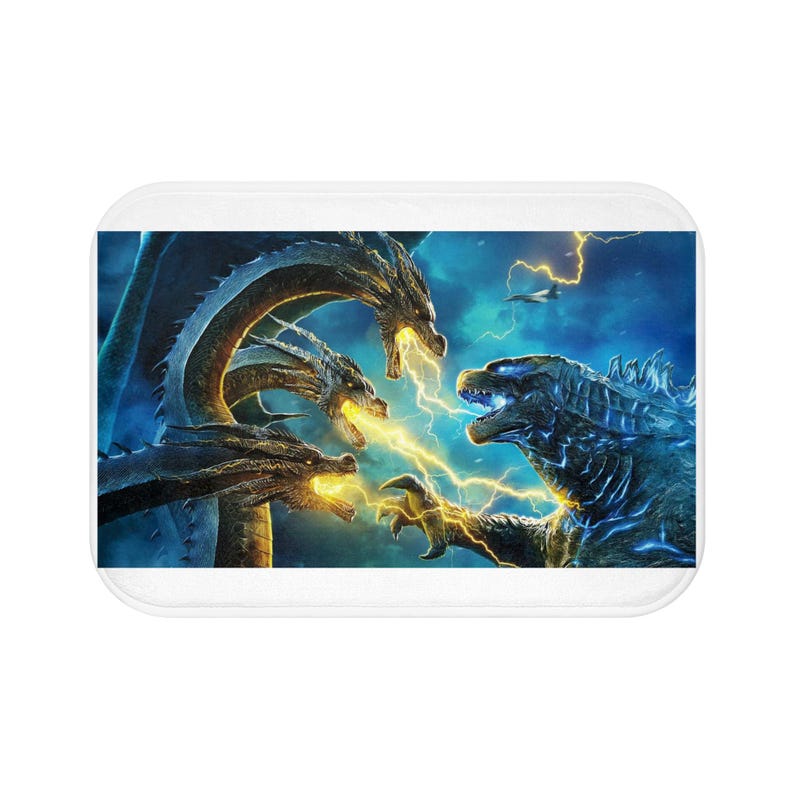 Godzilla Vs. King Ghidorah Bath Mat, Unique Gift for Movie Lovers ...
