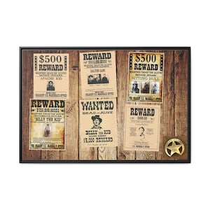 Wanted Poster Art Print Vintage Western Wall Decor, Rustic Cowboy Home ...