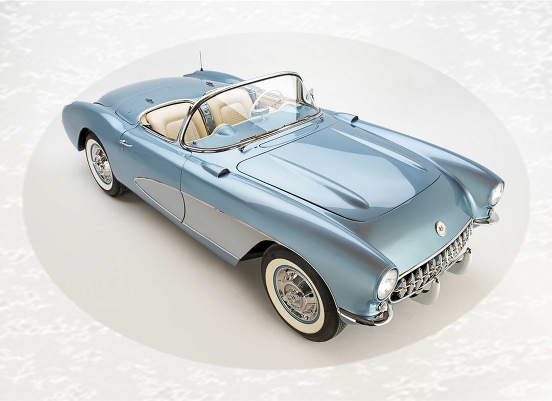 Chevy Mouse Pad of 1956 Chevrolet Corvette Convertible Classic Blue ...