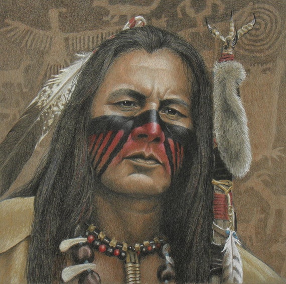 MOUSE PAD Native American Indian Art Warrior Paint Crow Picture on Mouse Pad