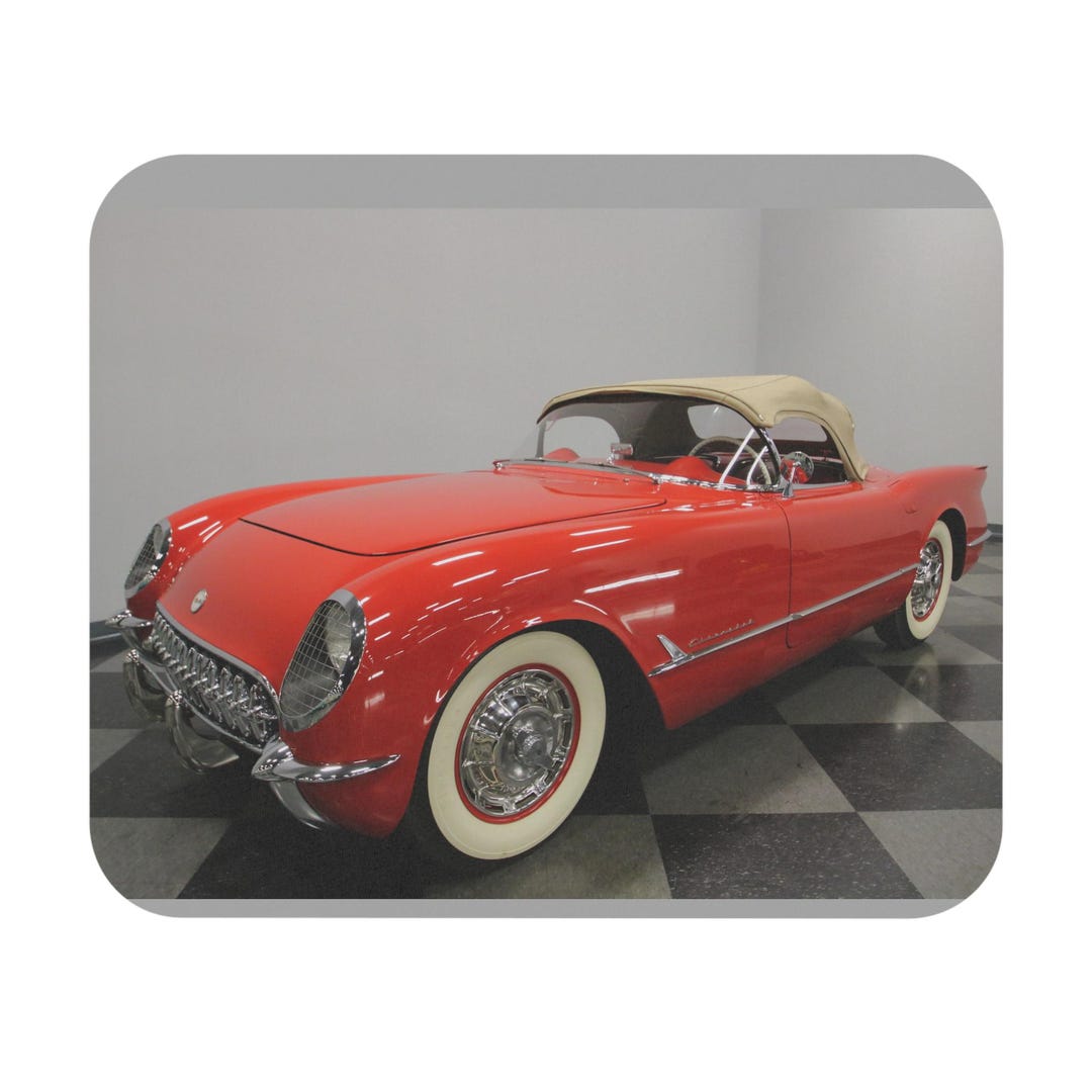 1954 Red Corvette Mouse Pad | Retro Car Decor, Office Gift, Auto ...