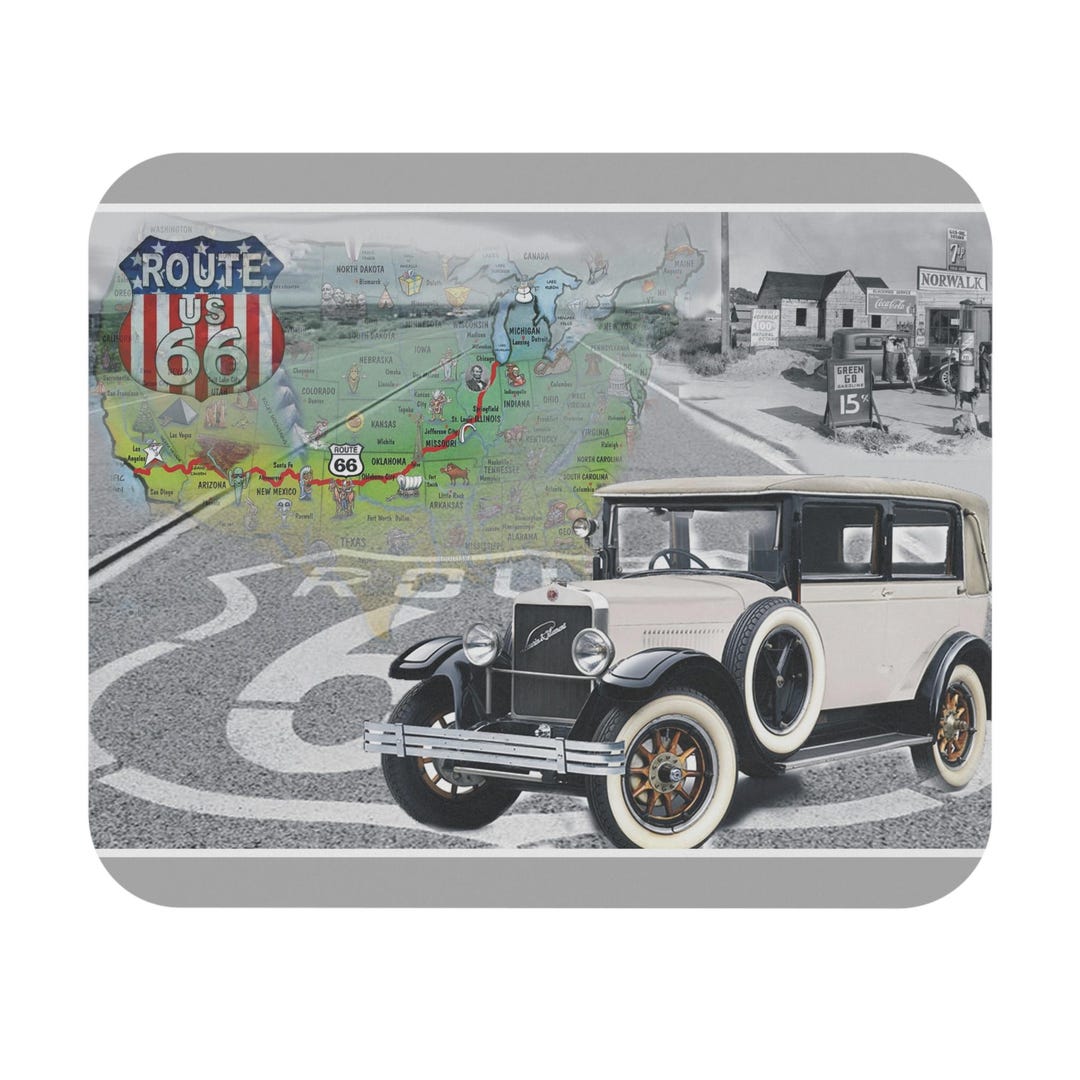 Vintage Route 66 Mouse Pad - Nostalgic Decor for Car Lovers, Gift for ...