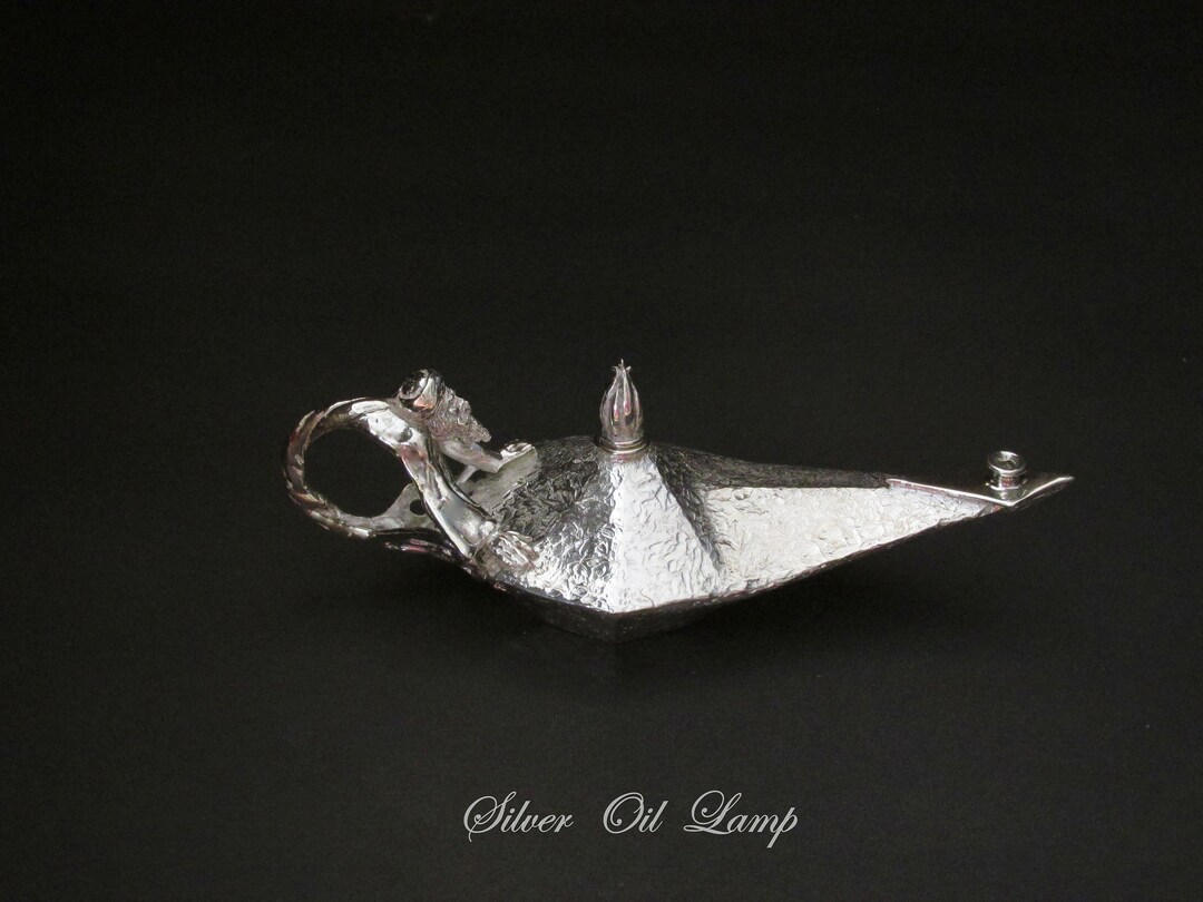 Silver Oil Lamp With a Gini Handle - Etsy