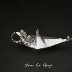 Silver Oil Lamp With a Gini Handle - Etsy