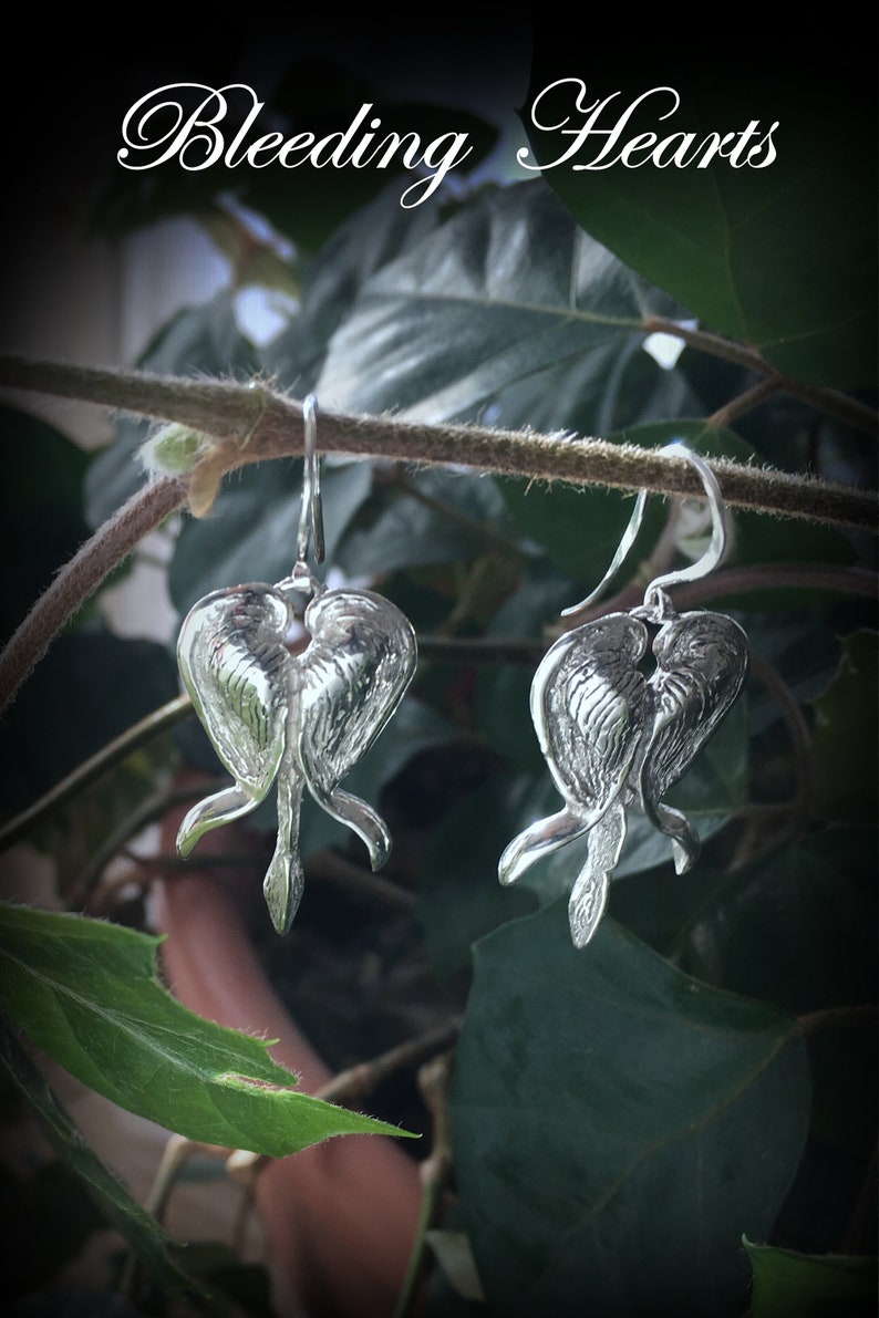 Sterling Silver Bleeding Heart Flower Earrings - Etsy
