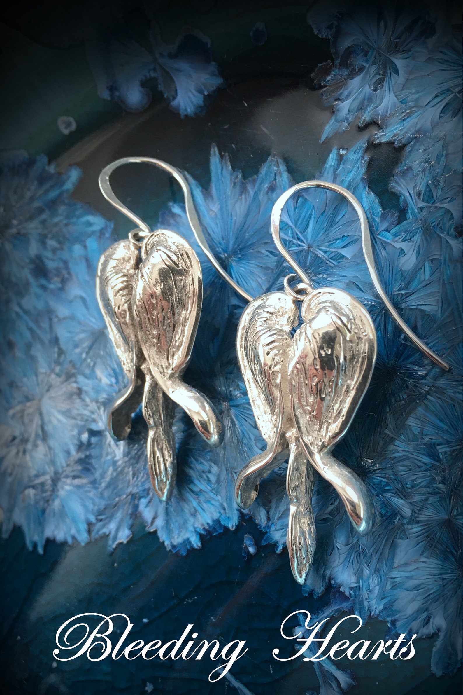 Sterling Silver Bleeding Heart Flower Earrings - Etsy