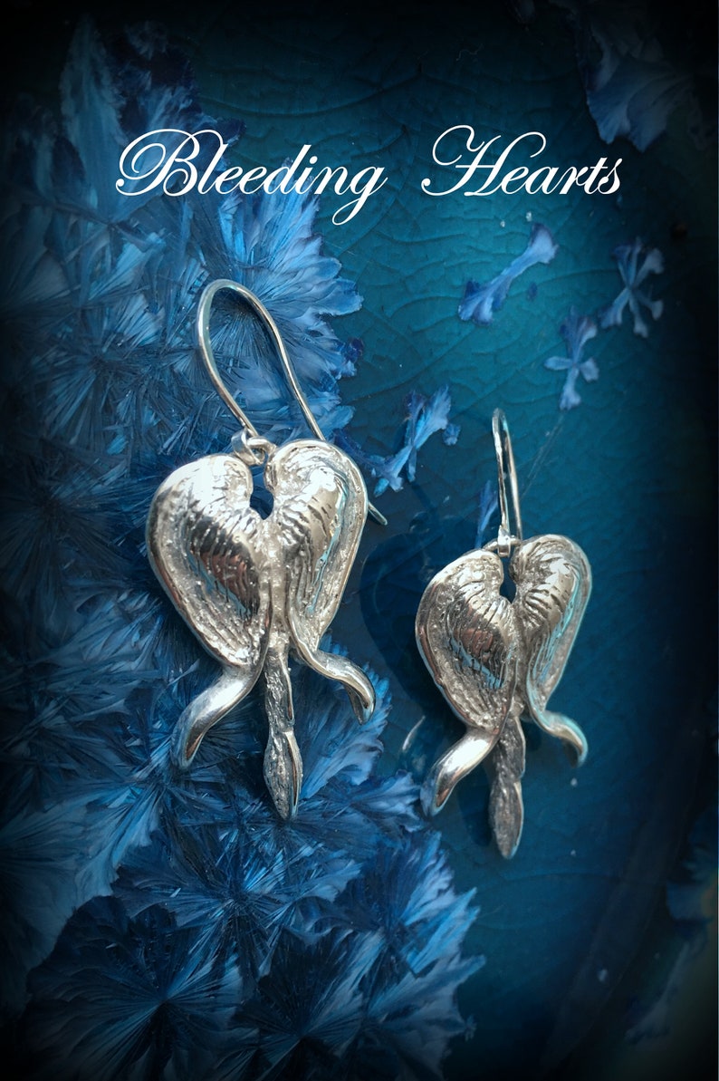 Sterling Silver Bleeding Heart Flower Earrings - Etsy