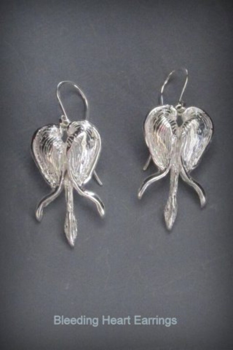 Sterling Silver Bleeding Heart Flower Earrings - Etsy
