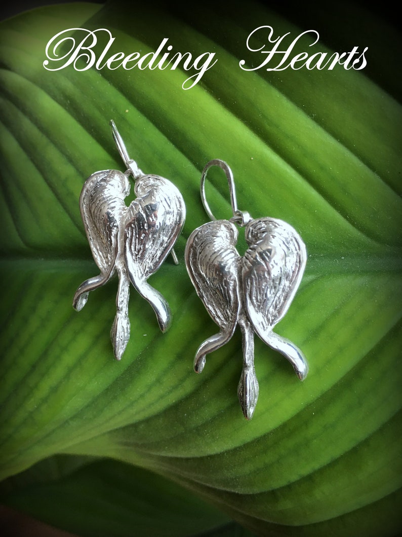 Sterling Silver Bleeding Heart Flower Earrings - Etsy