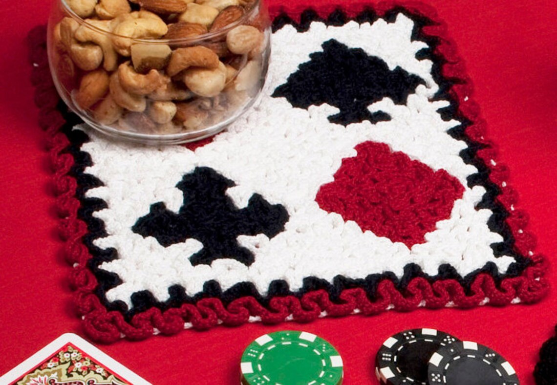 Wiggly Playing Cards Centerpiece and Coasters: Crochet Coasters Pattern ...
