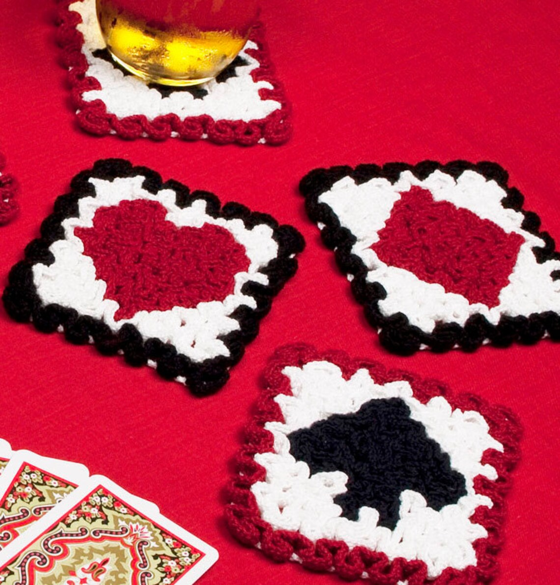 Wiggly Playing Cards Centerpiece and Coasters: Crochet Coasters Pattern ...