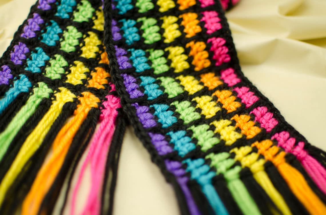 Easy Rainbow Scarf: Crochet Scarf Pattern, PDF Download - Etsy