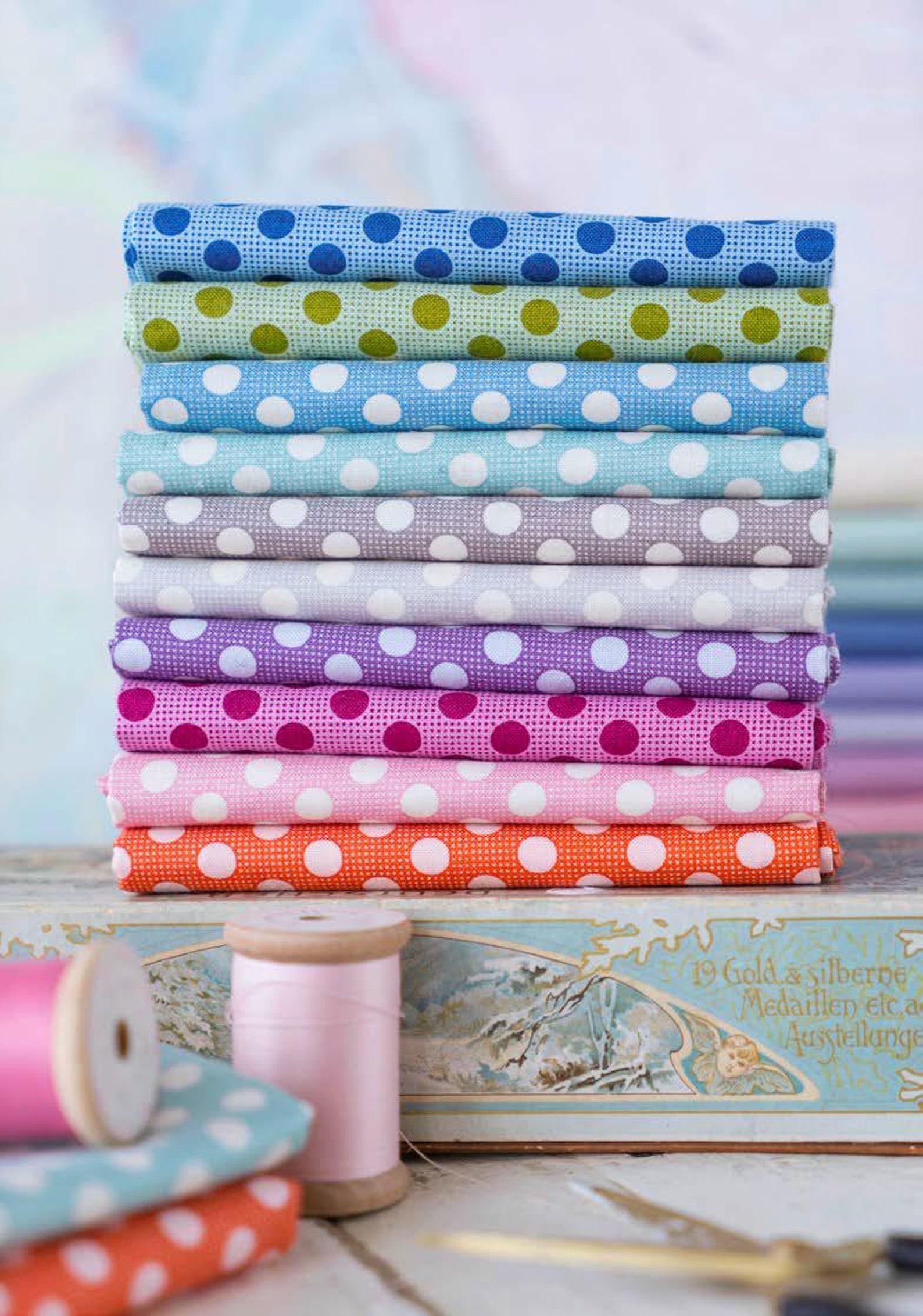 Tilda Fabric Medium Dots Jeans Blue 1820 Eur/meter - Etsy