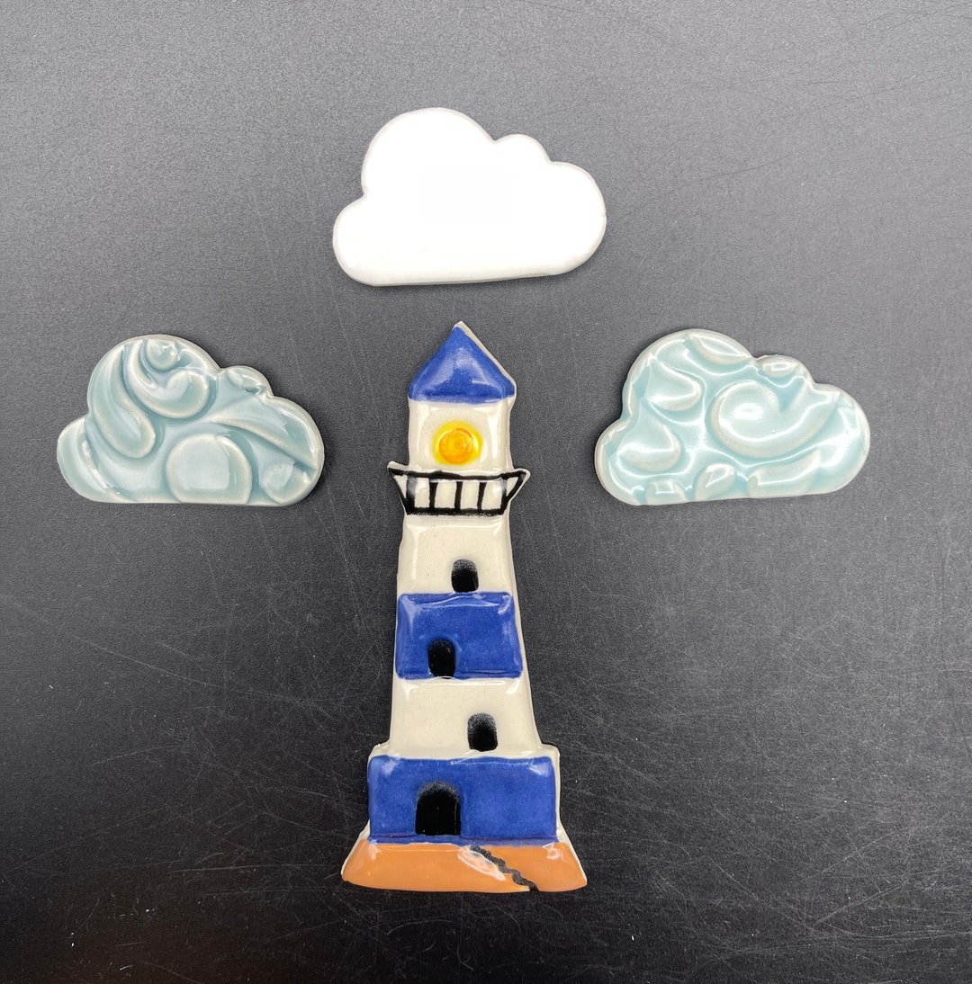 Ceramic Mosaic Lighthouse Tile, With Clouds, Handmade by Fabulousfungi ...
