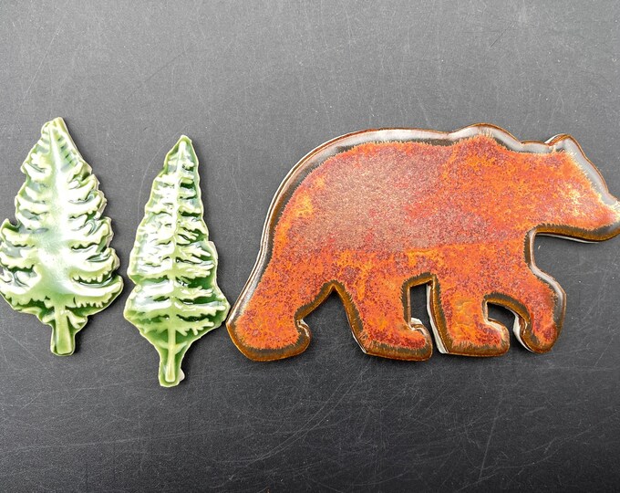 Ceramic Bear Mosaic Tile, Ceramic Tree Mosaic Tiles, Bear and Trees ...
