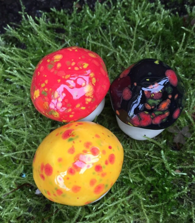 Fairy Mushrooms -fabulous Fungi. Three Hand Crafted Ceramic Toadstools ...