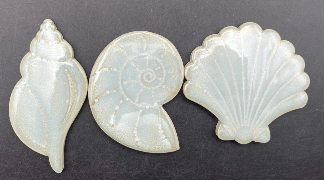 Three Ceramic Mosaic Sea Shell Tiles, Handmade by Fabulousfungi. Indoor ...