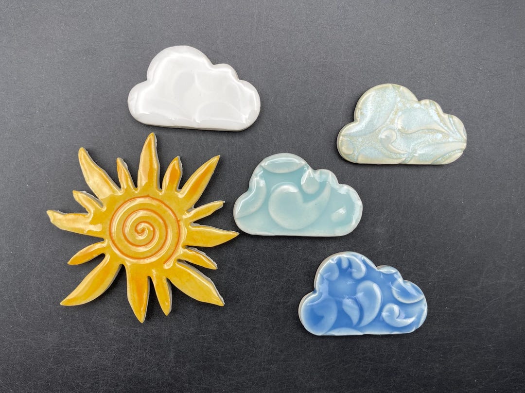 Bright Sun Burst Ceramic Mosaic Tile, With Four Cloud Tiles, by ...