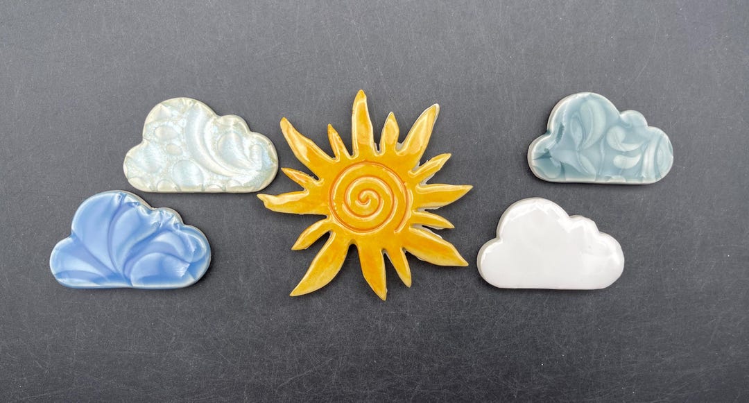 Bright Sun Burst Ceramic Mosaic Tile, With Four Cloud Tiles, by ...