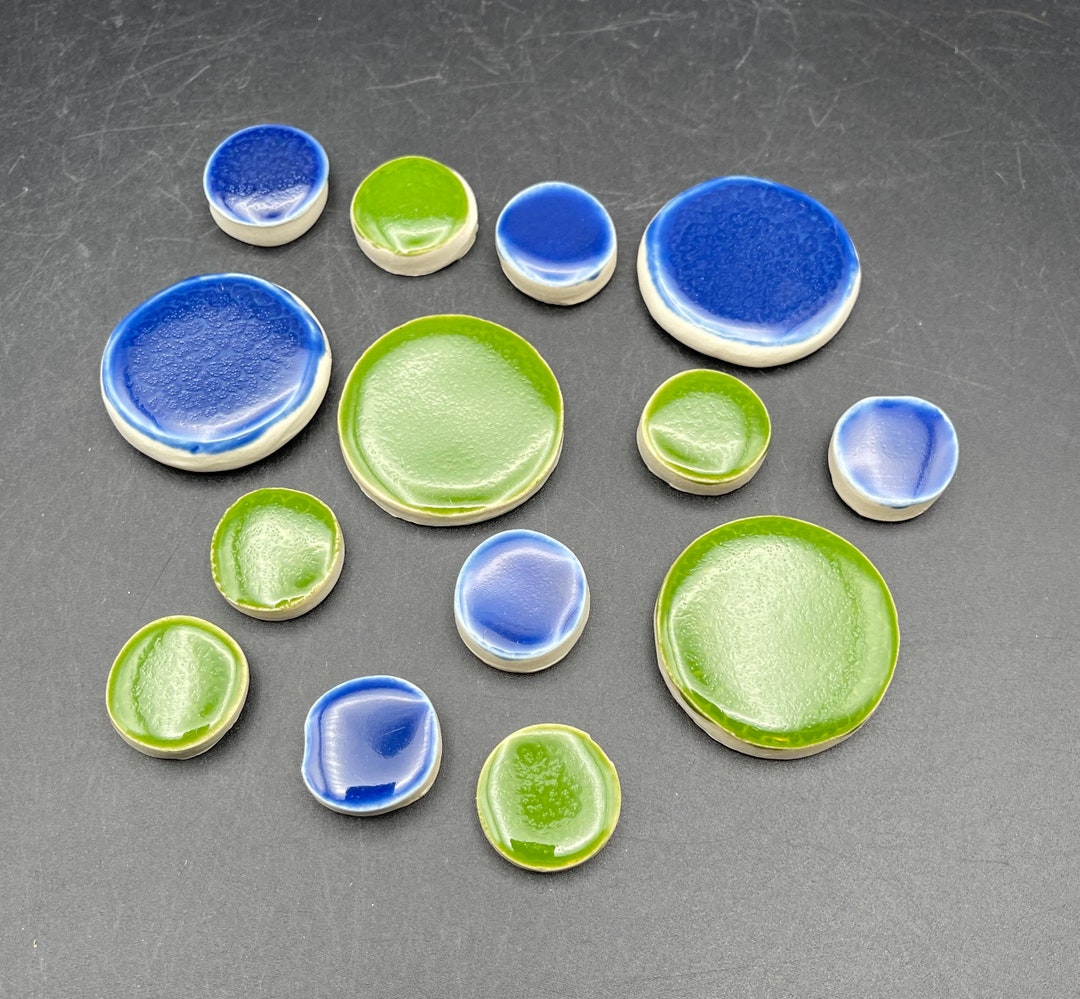 Blue and Green Round Mosaic Tile Shapes, Handmade by Fabulousfungi ...
