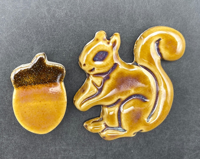 Ceramic Mosaic Squirrel and Acorn Tiles. Handmade Tiles by ...