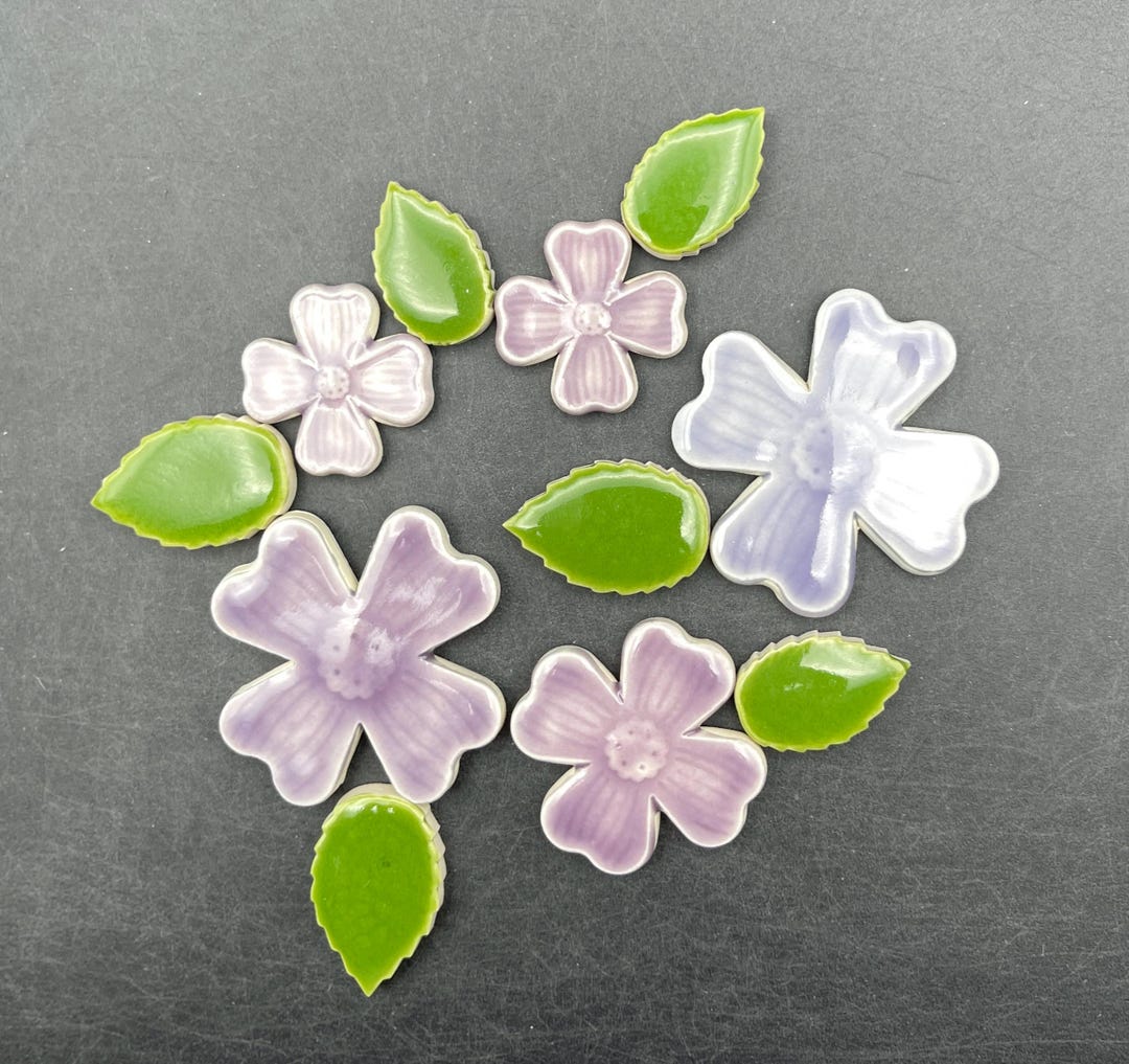 Ceramic Mosaic Flower Tiles, Ceramic Leaf Tiles, Mosaic Leaves, Flower ...