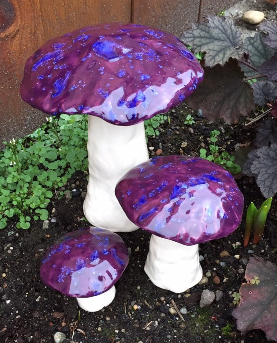 Ceramic Mushrooms Fabulous Fungi Three Large Toadstools - Etsy