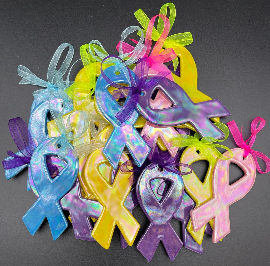 Cancer Ribbon Ornament Handmade Iridescent Ribbon Ornament - Etsy