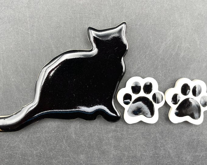Ceramic Cat Mosaic Tiles, Paw Print, Kitty Tiles by Fabulousfungi - Etsy
