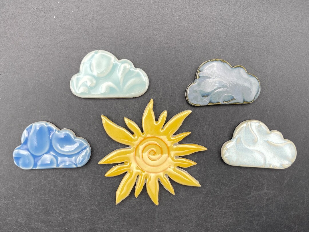 Bright Sun Burst Ceramic Mosaic Tile, With Four Cloud Tiles, by ...