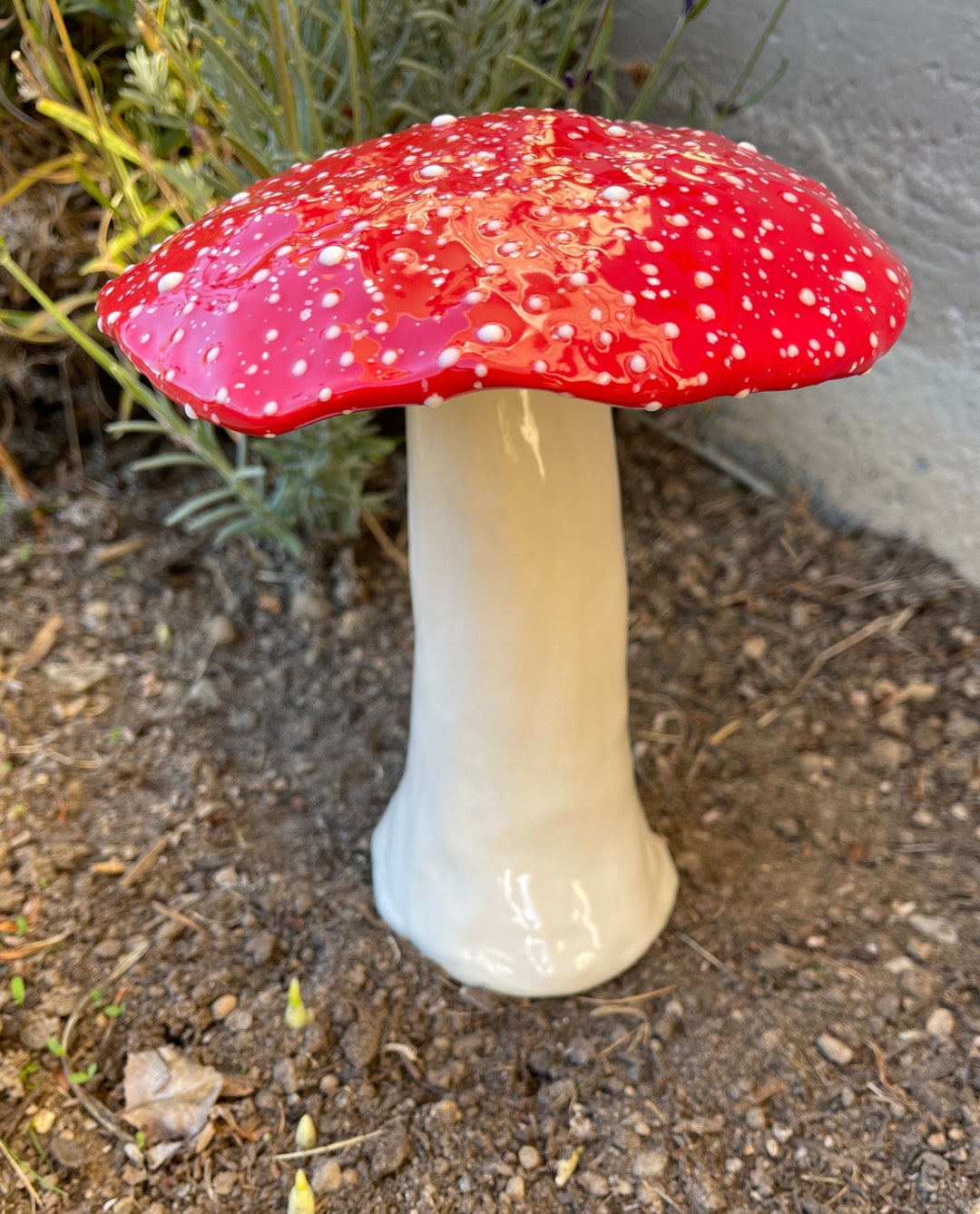 Ceramic Mushroom, Amanita Muscaria, Garden Art, Handmade Pottery ...