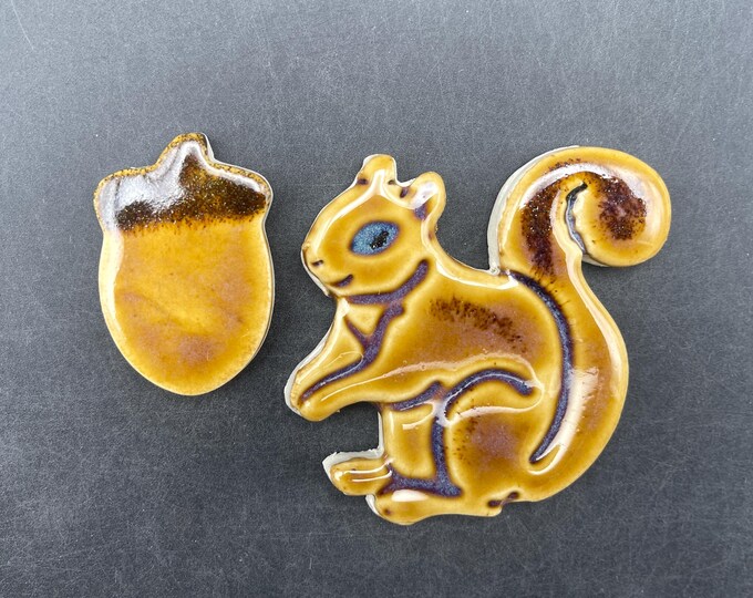 Ceramic Mosaic Squirrel and Acorn Tiles. Handmade Tiles by ...