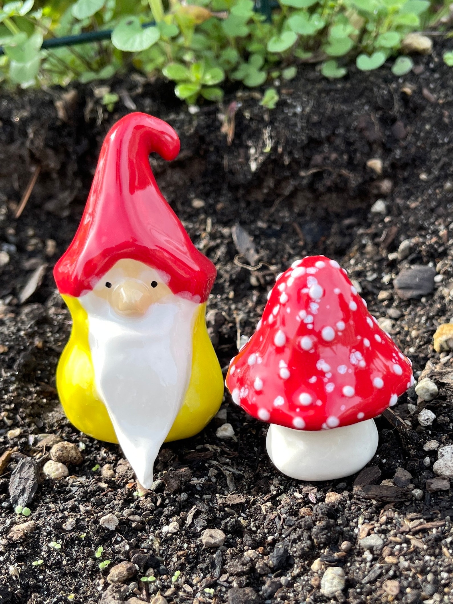 Gnome With One Ceramic Toadstool. Handmade, Ceramic Art. Fabulous Fungi ...