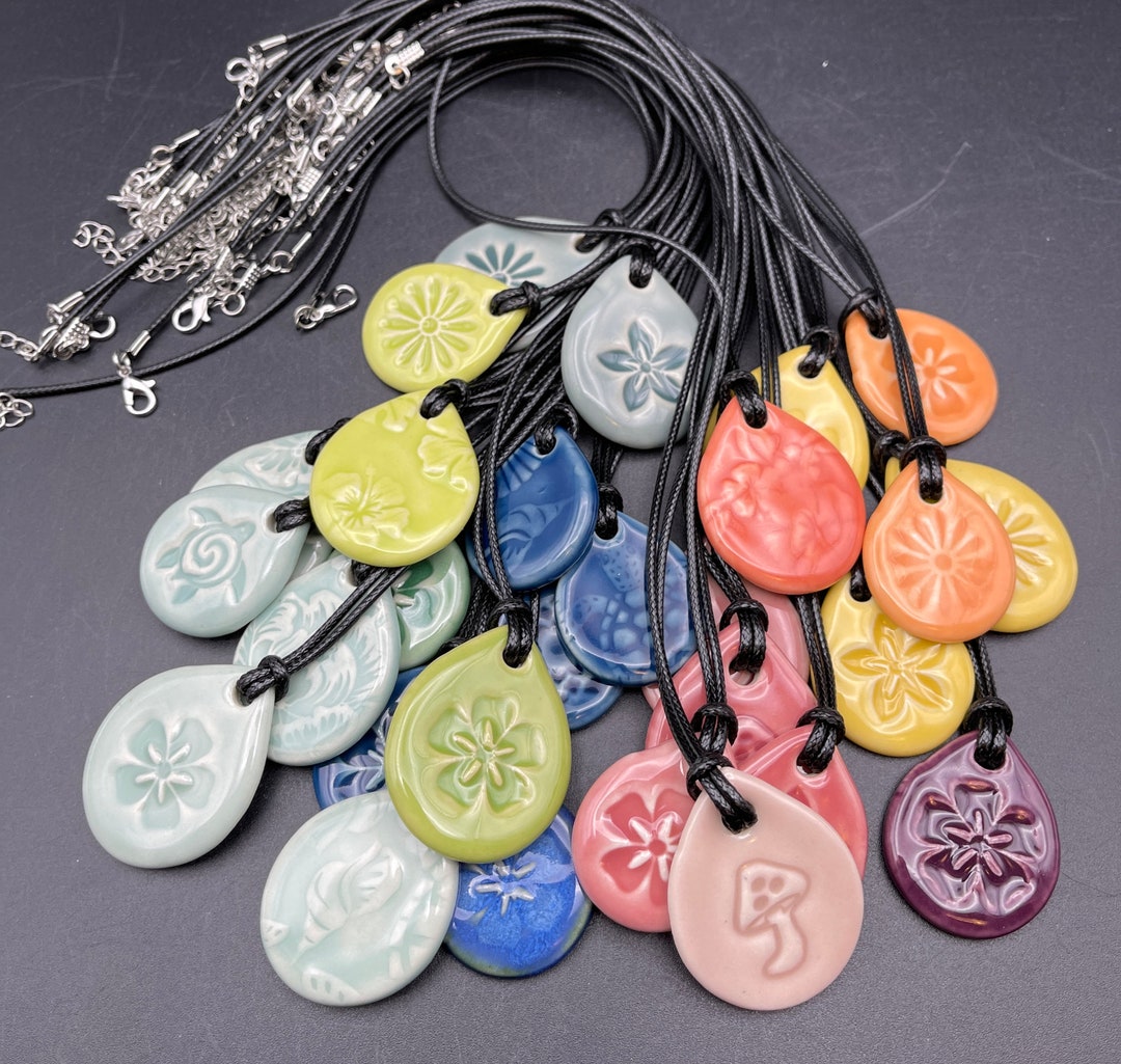 Beautiful Pendant Necklace. Handmade Teardrop Shaped Ceramic Pendant by ...