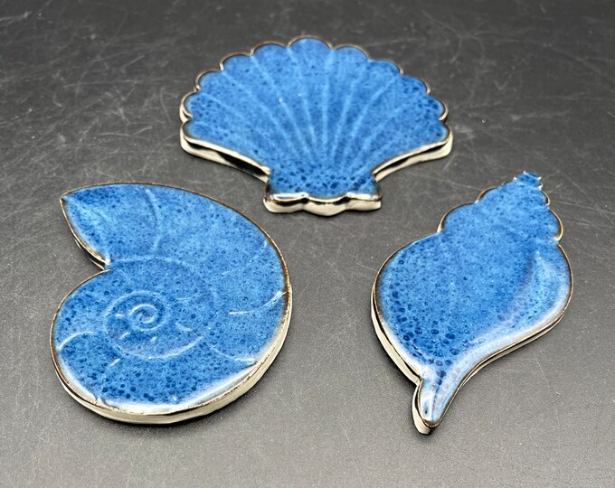 Three Ceramic Mosaic Sea Shell Tiles, Handmade by Fabulousfungi. Indoor ...