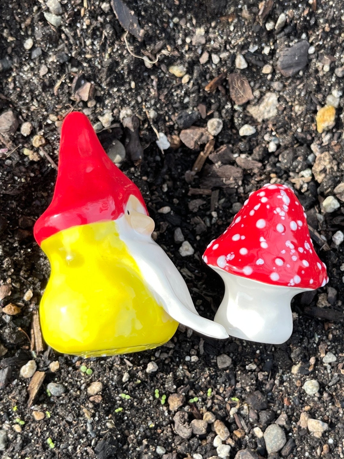 Gnome With One Ceramic Toadstool. Handmade, Ceramic Art. Fabulous Fungi ...