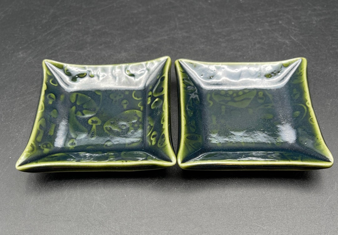 Ceramic Square Plates. Set of Two Small Handmade Ceramic Dishes. Ring ...