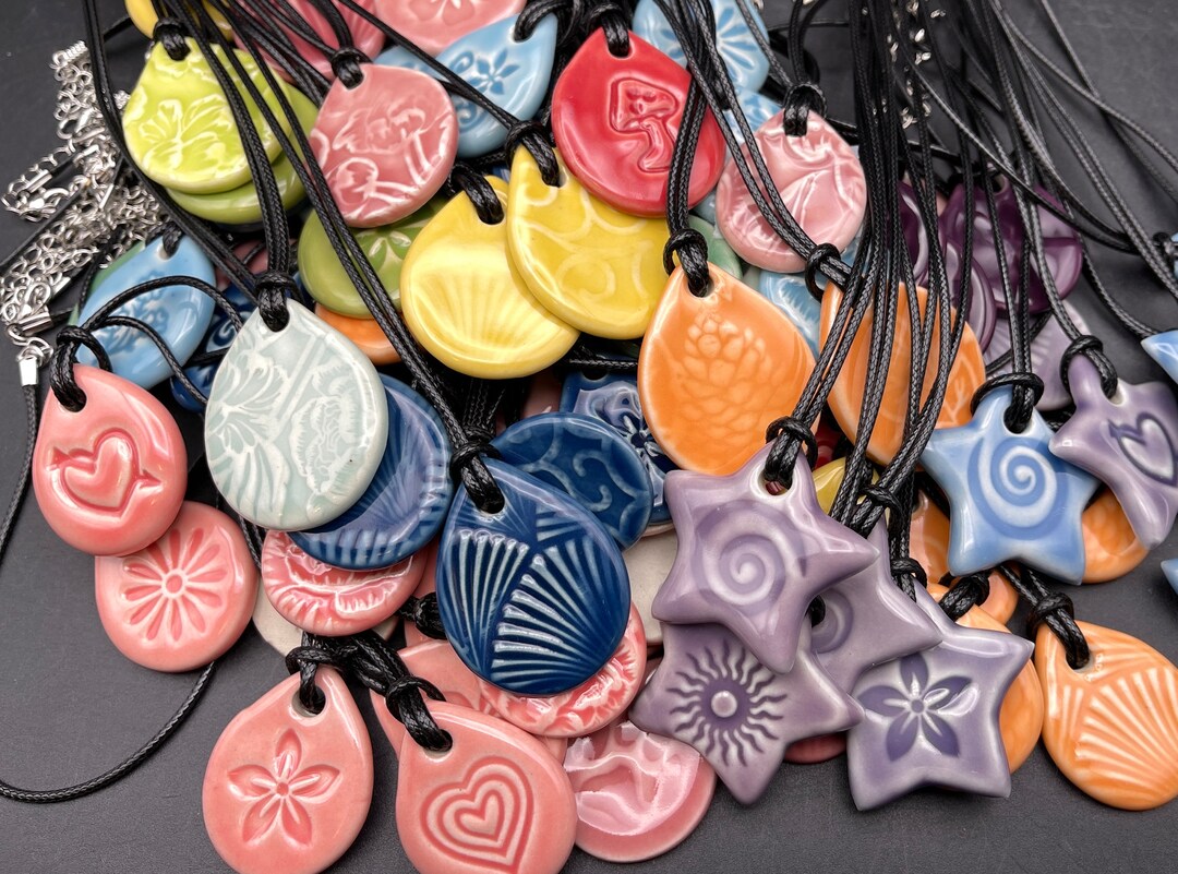 Beautiful Pendant Necklace. Handmade Teardrop or Star Shaped Ceramic ...