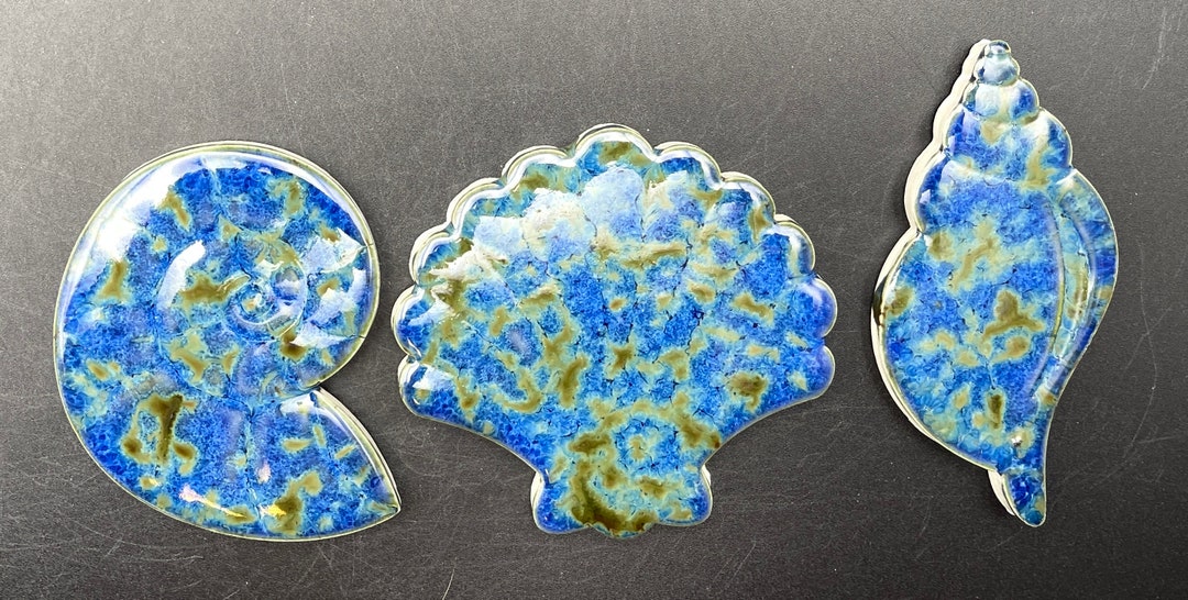 Three Ceramic Mosaic Sea Shell Tiles, Handmade by Fabulousfungi. Indoor ...