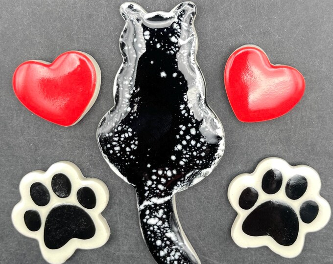 Ceramic Paw Prints, Cat Mosaic Tile, and Heart Tiles. Ceramic Tiles ...