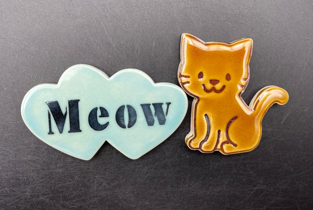 Ceramic Cat Mosaic Tile, and meow Heart Tile. Ceramic Tiles. Handmade ...