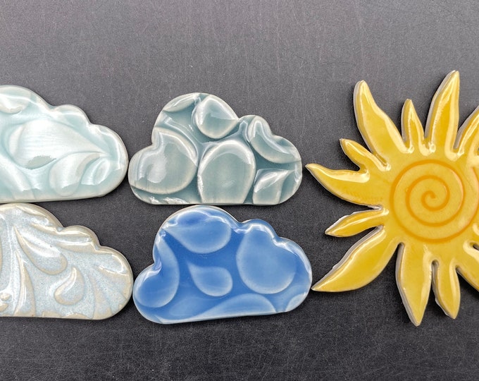Bright Sun Burst Ceramic Mosaic Tile, With Four Cloud Tiles, by ...