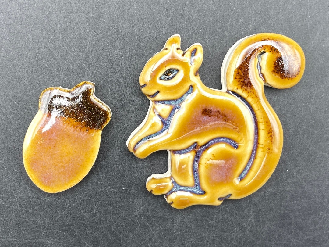 Ceramic Mosaic Squirrel and Acorn Tiles S 5 - Etsy