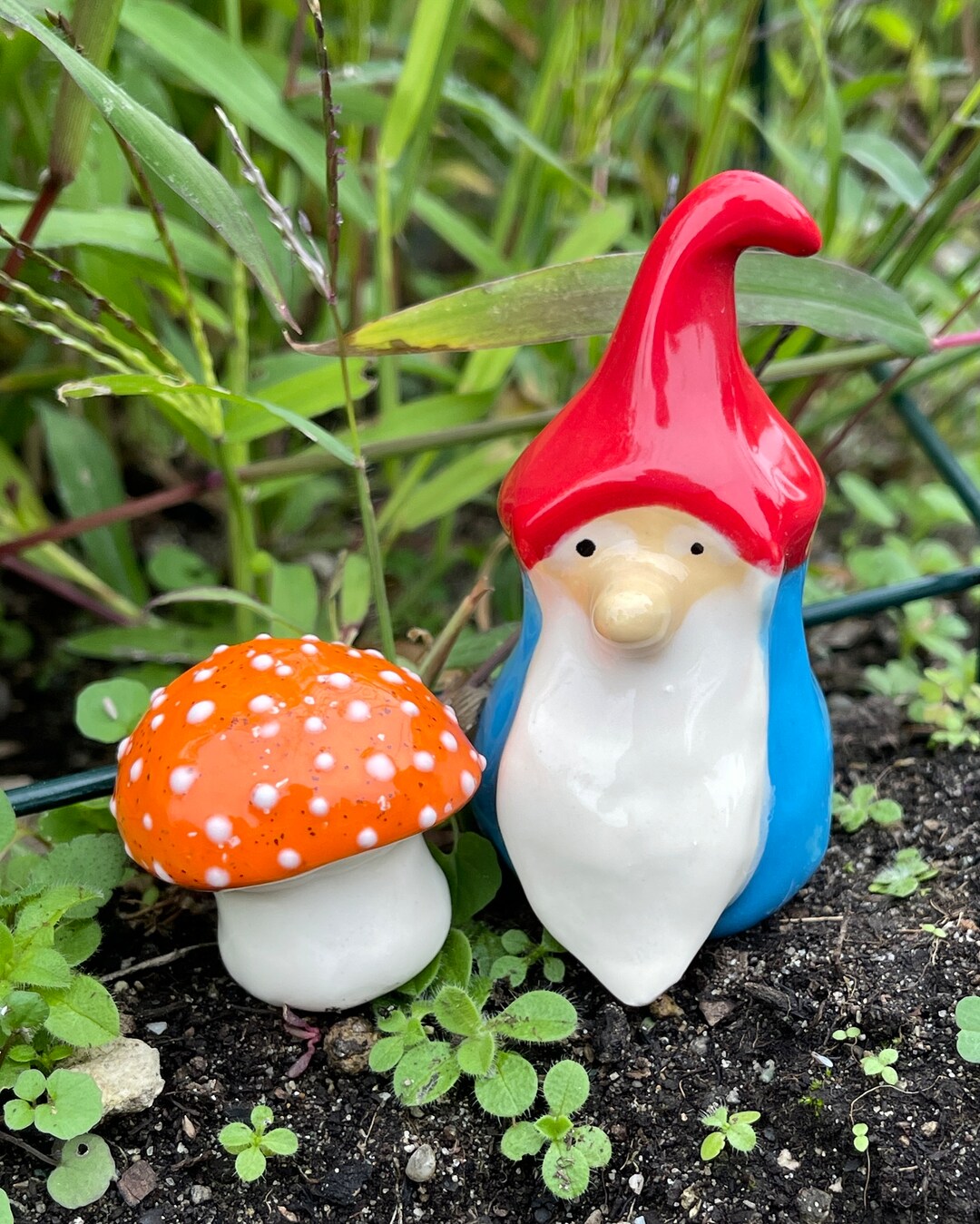 Gnome With One Ceramic Toadstool. Handmade, Ceramic Art. Fabulous Fungi ...