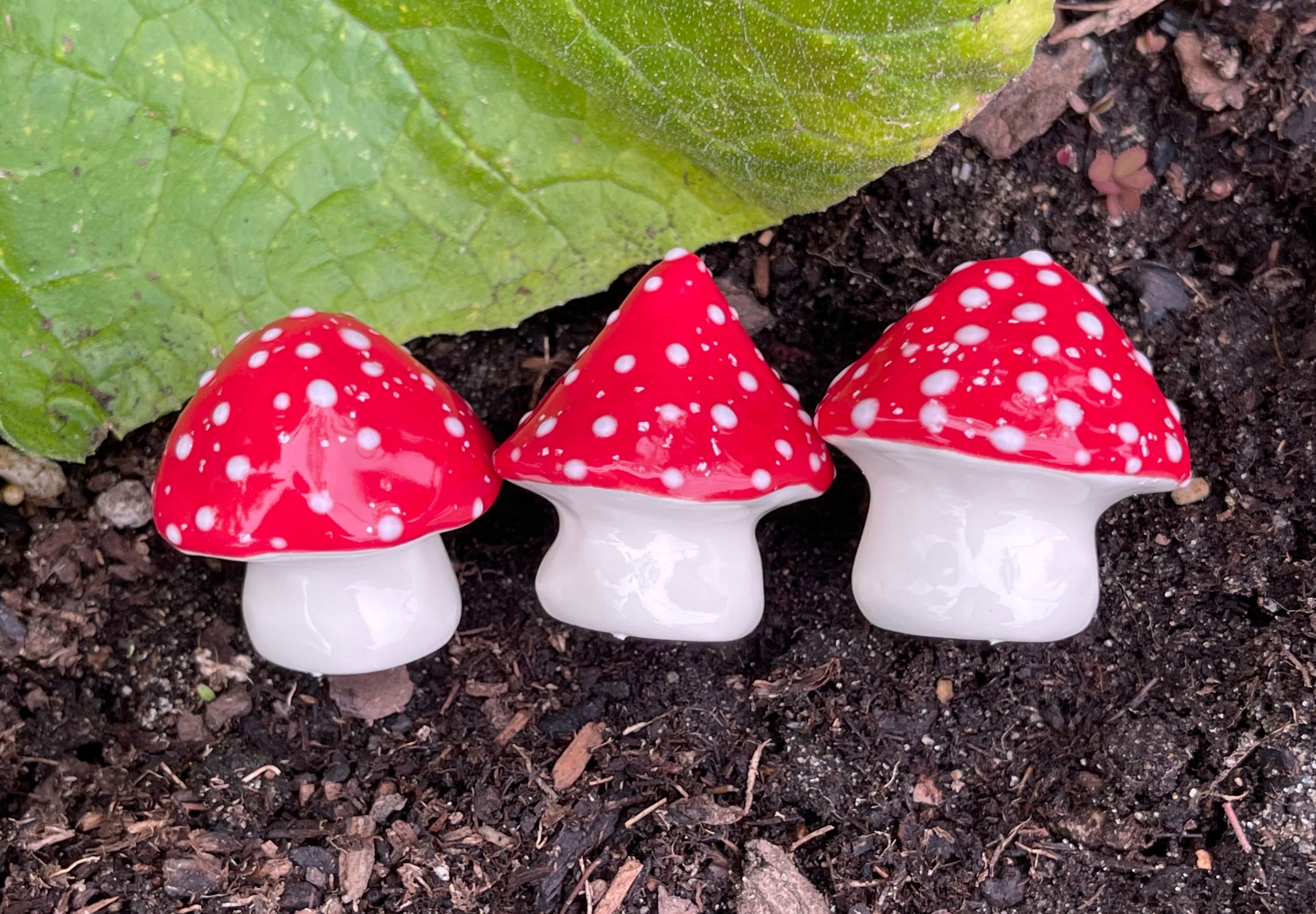 Fairy Mushrooms -small Fabulous Fungi. Three Hand Crafted Ceramic ...