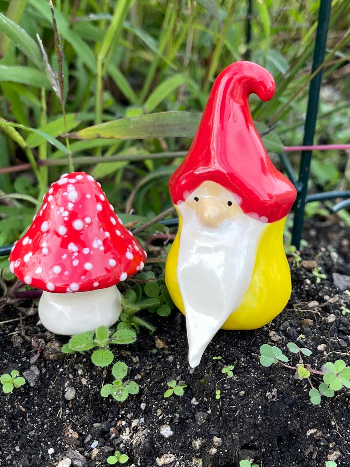 Gnome With One Ceramic Toadstool. Handmade, Ceramic Art. Fabulous Fungi ...