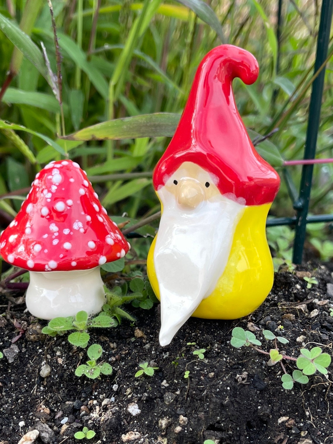 Gnome With One Ceramic Toadstool. Handmade, Ceramic Art. Fabulous Fungi ...